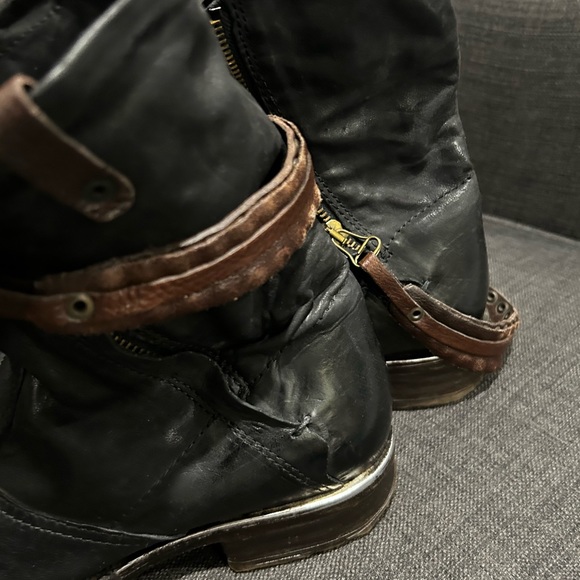 A.S.98 | Shoes | As98 Saint Metal Zip Black Leather Boots | Poshmark